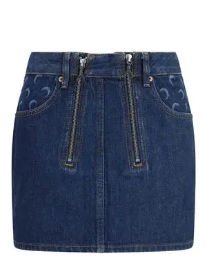 MARINE SERRE Zipped Mini Skirt - Blue