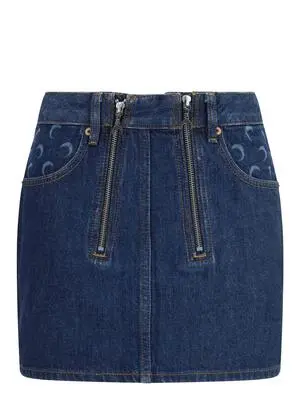 MARINE SERRE Zipped Mini Skirt - Blue