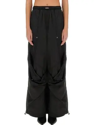 Attico Wide Leg Long Pants - Black