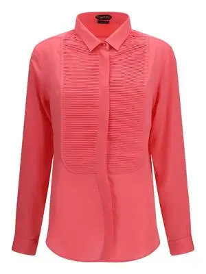 TOM FORD Silk Pleated Bib Tuxedo Shirt - Pink