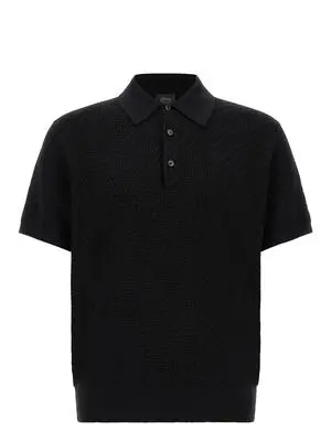 Brioni Trama' Weaving Polo - Black