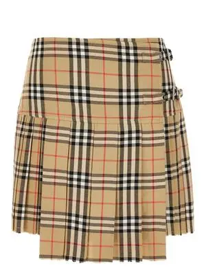 Burberry Plaid Buckled Skirt - Multicolor