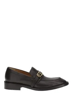 Versace Leather Loafers With Medusa Accessory - Black