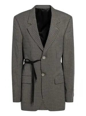 Balenciaga Vichy-pattern Jacket With Side Lace Detail - Green