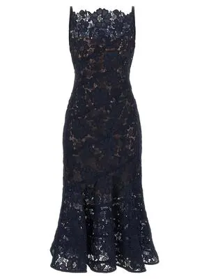 SELF-PORTRAIT Spiral Lace Midi Dress - Blue