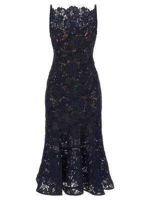 SELF-PORTRAIT Spiral Lace Midi Dress - Blue