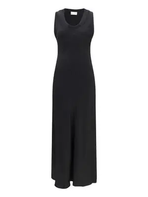 AMI Paris Sleeveless Long Fluid Satin Dress - Black