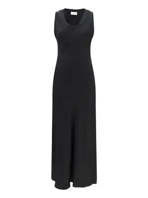 AMI Paris Sleeveless Long Fluid Satin Dress - Black