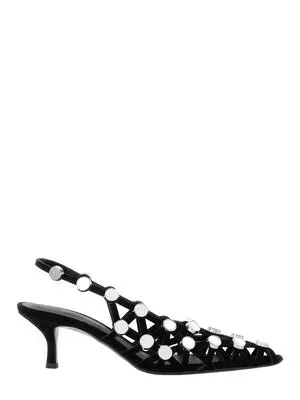 Attico Grid Slingback Shoes - Black