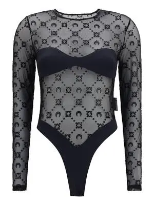 MARINE SERRE Mesh Body With Moon Motif - Black