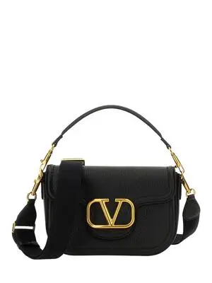Valentino Garavani Alltime Leather Shoulder Bag - Black