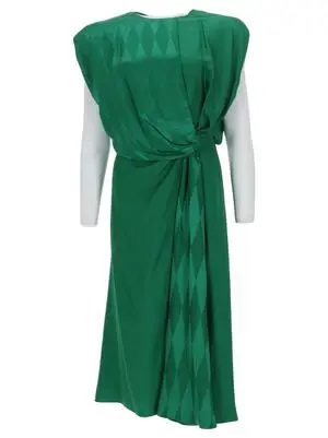 Versace Blend Draped Midi Dress - Green