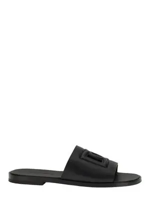 Dolce & Gabbana Embossed Logo Sandals - Black