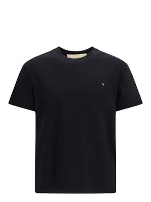 Valentino Garavani Cotton T-shirt With Vgold - Black