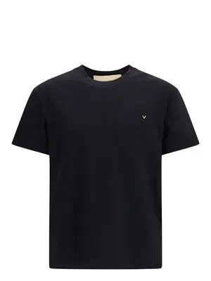 Valentino Garavani Cotton T-shirt With Vgold - Black