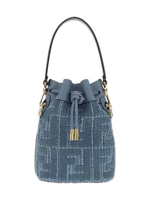Fendi Raffia Bucket Bag - Blue