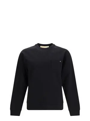 Valentino Garavani Cotton Jersey Crewneck Sweatshirt - Black