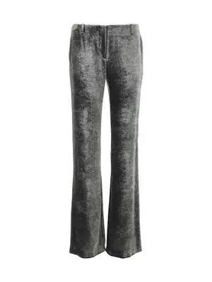 Alberta Ferretti Velvet Wide-leg Pant - Silver