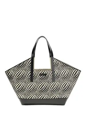 Marni Raffia Effect Fabric Tote Bag - Black