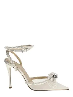 Mach & Mach Double Bow Satin Pumps - White