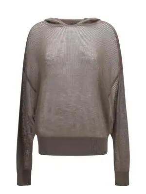 Rick Owens Semi-sheer Knit Hoodie - Gray
