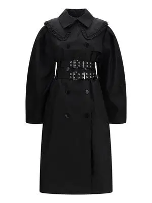 GANNI GANNI Belted Double-Breasted Trench Coat Black