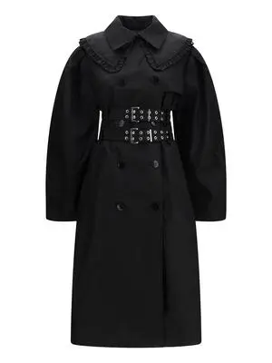 GANNI Belted Double-breasted Trench Coat - Black