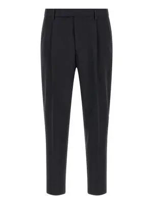 Zegna Structured Cotton Tailored Trousers - Blue