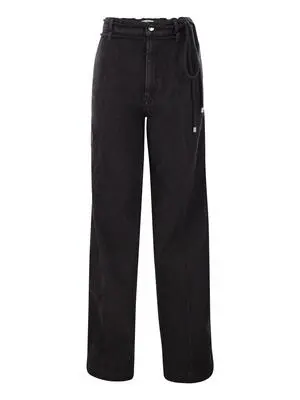 Sportmax Capsula Denim Trousers With Belt - Black