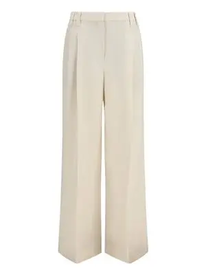 Brunello Cucinelli Wide Pants In Fluid Twill - Cream