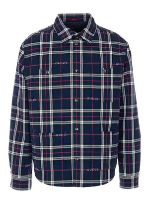 Gucci Logo Tartan Padded Jacket - Blue