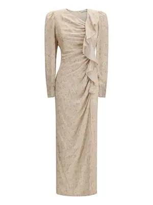 Alessandra Rich Jacquard Draped Dress With Flounces - Multicolor