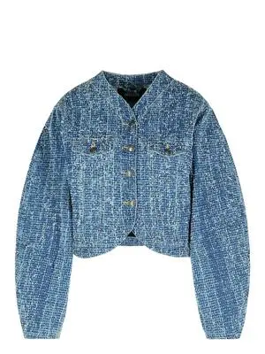 ROTATE BY BIRGER CHRISTENSEN Cotton Short Jacket - Blue