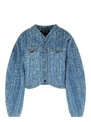 ROTATE BY BIRGER CHRISTENSEN Cotton Short Jacket - Blue