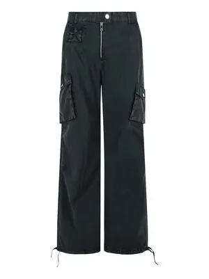 GANNI Ganni Washed Cotton Twill Cargo Pants Gray