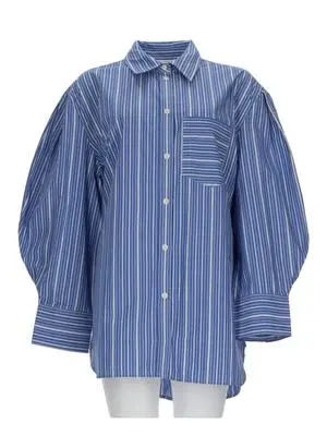 GANNI Ganni Women Camicia In Cotone A Righe Blue