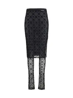 MARINE SERRE Moonogram Mesh Flock Pant-skirt - Black