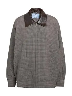 Prada Tobacco Houndstooth Wool Blouson - Brown