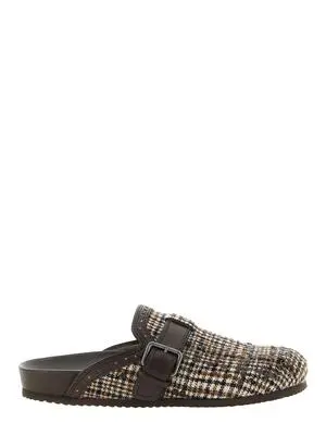 Brunello Cucinelli Dazzling Houndstooth Sabots - Brown