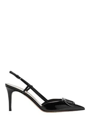 Valentino Garavani Vlogo Patent Leather Slingback Pumps - Black