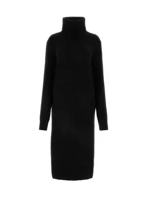 Saint Laurent Turtleneck Knit Dress - Multicolor