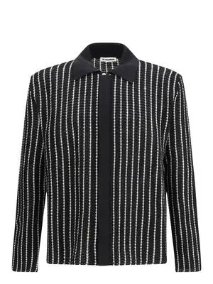 JIL SANDER Embroidered Crochet Cardigan - Black