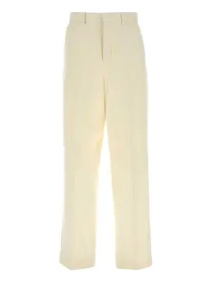 AMI Paris Virgin Wool Wide-leg Pant - White
