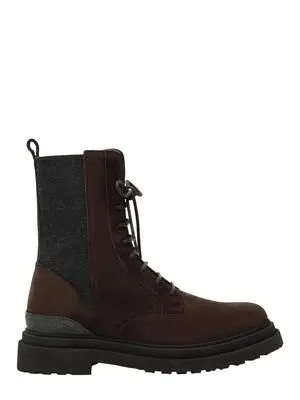 Brunello Cucinelli BRUNELLO CUCINELLI Suede Boots With Virgin Wool Insert Brown