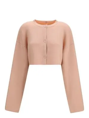 TOTEME Cropped Crewneck Cardigan - Pink
