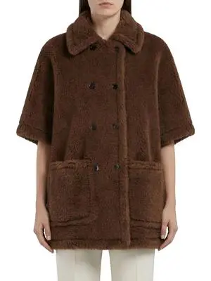 Max Mara Faux Fur Coat - Gold