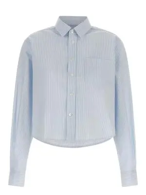AMI Paris Striped Cropped Shirt - Blue