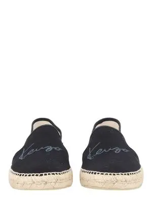 Kenzo Espadrilla Con Logo Ricamato - Black