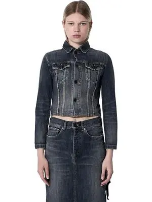 Balenciaga Lace-up Denim Jacket - Gray