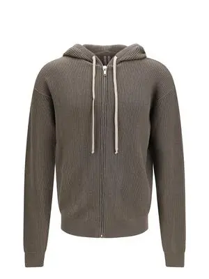Rick Owens RICK OWENS Ribbed Virgin Wool Knit Hoodie Gray